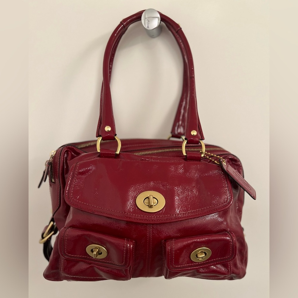 Coach Red Patent Leather W/Bronze Hardware Satchel - Gem